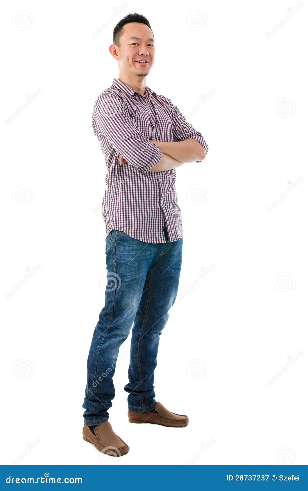 Confident Full Body Asian Man Stock Image - Image of model, jeans: 28737237