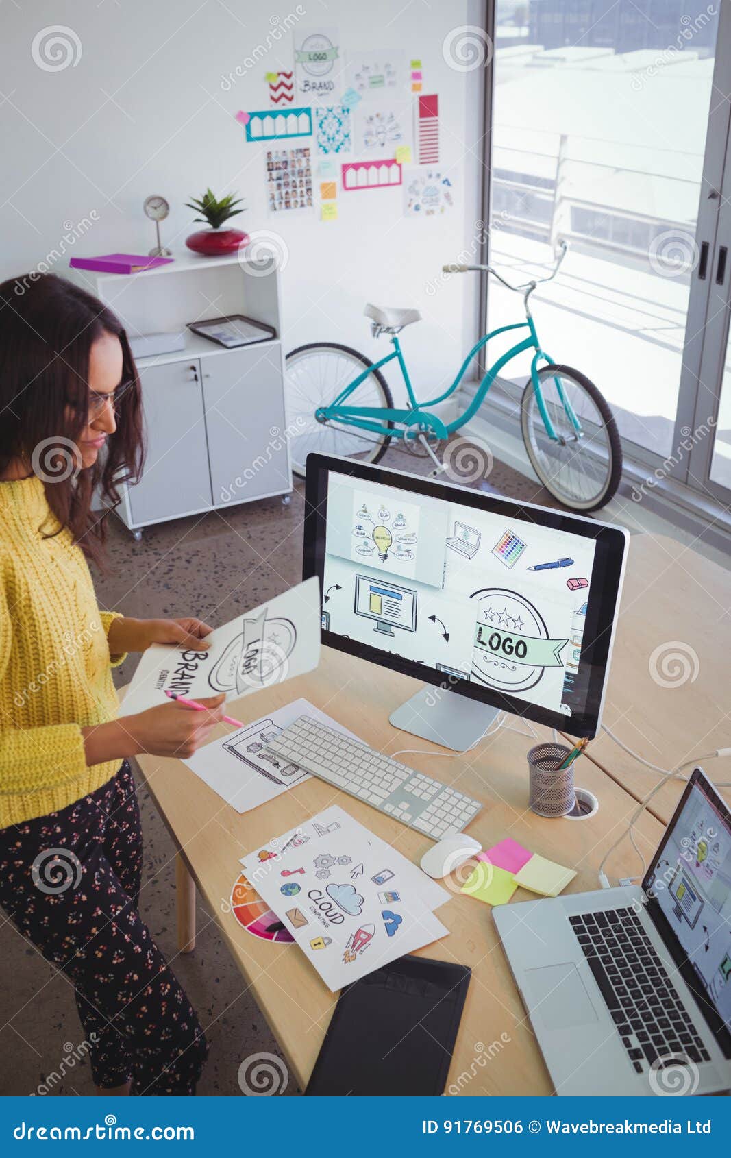 Confident Graphic Designer Working in Creative Office Stock Photo ...
