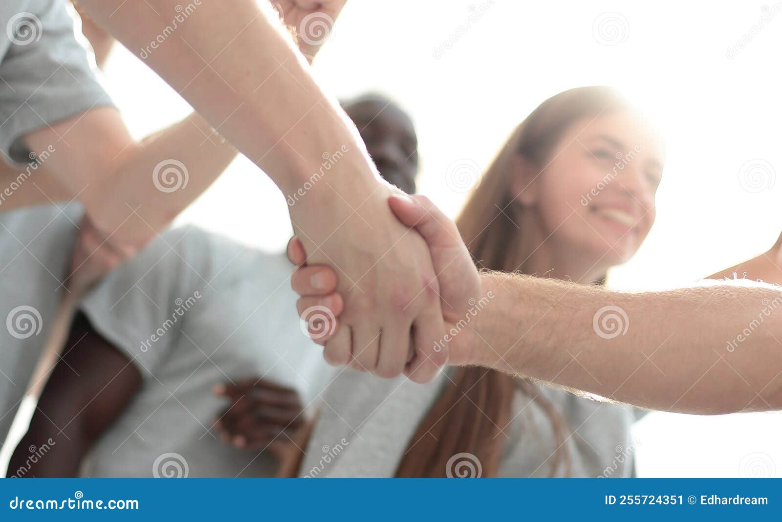 Confident Group of Young Men Pointing Ahead. Stock Image - Image of ...