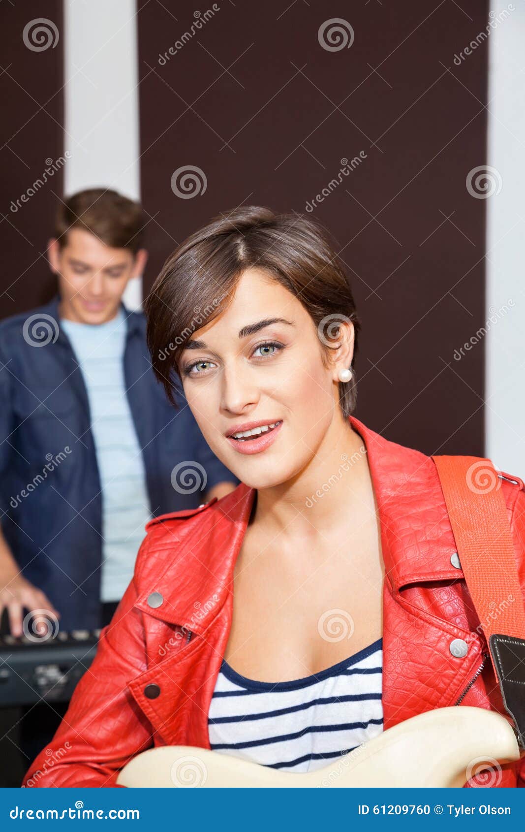 Confident Guitarist Singing in Recording Studio Stock Photo - Image of ...