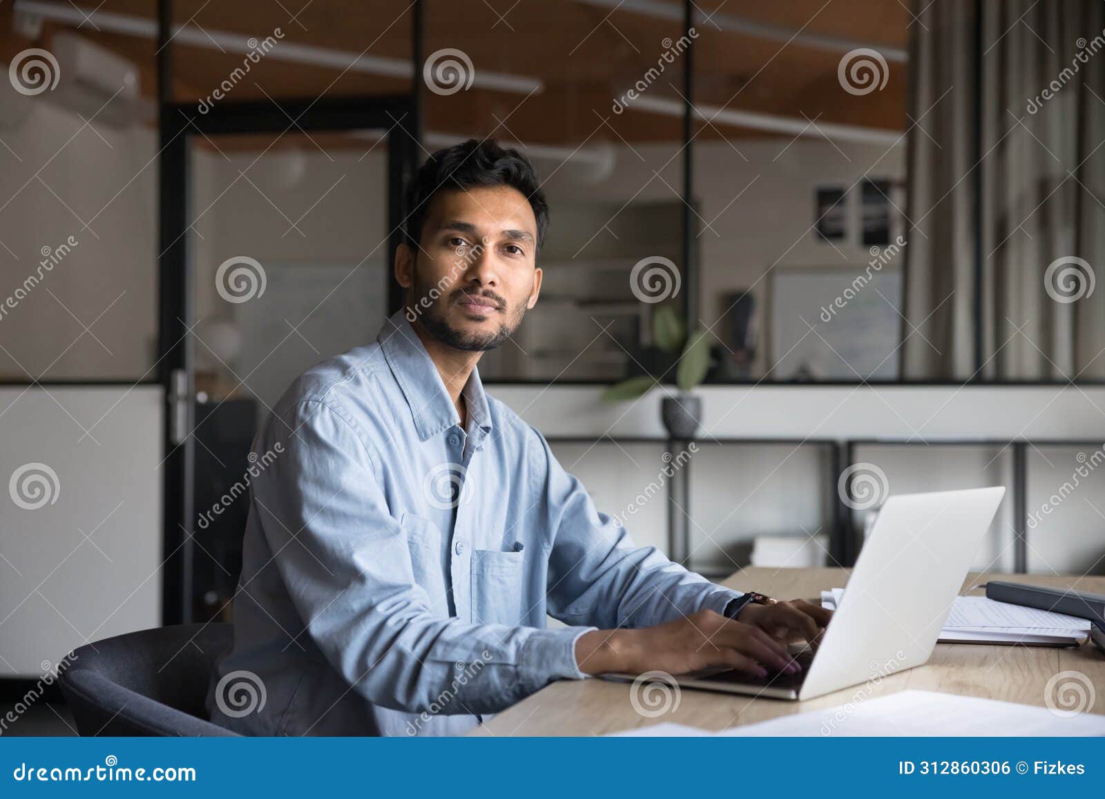Confident Handsome Young Indian Entrepreneur Man Working at Computer ...