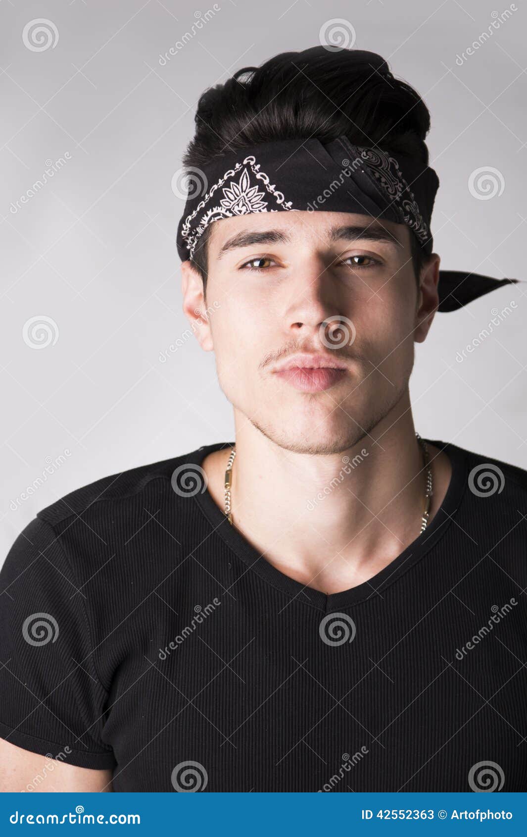 Confident Handsome Young Man with Headband Stock Image - Image of ...