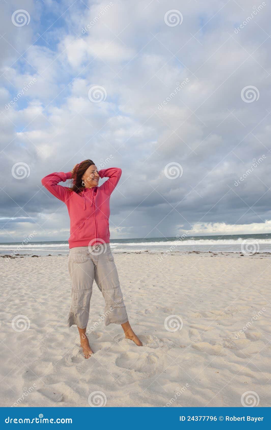 Confident and Happy Senior Woman Posing at Beach Stock Photo - Image of ...