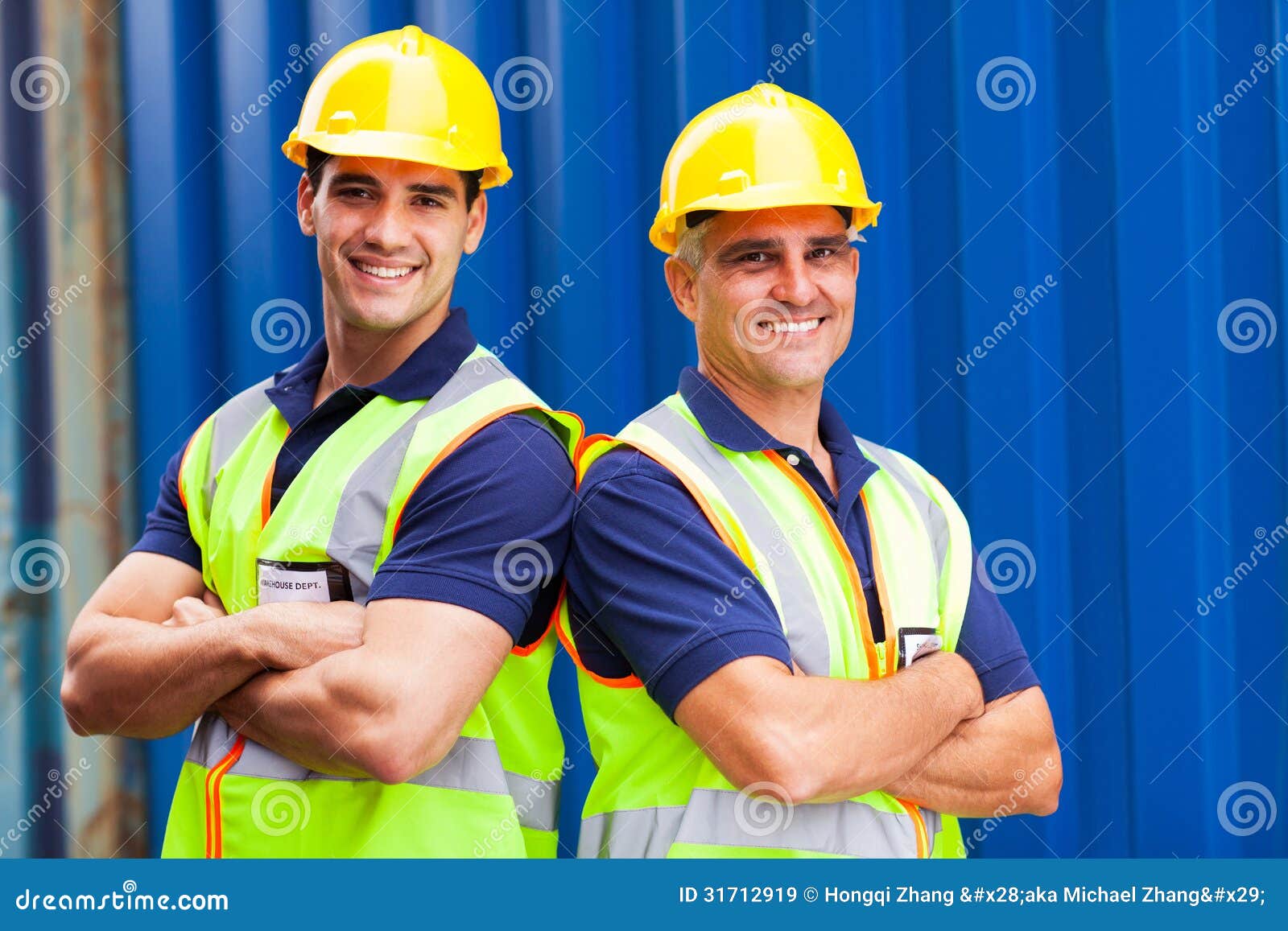 Confident harbor workers stock image. Image of aged, folded - 31712919