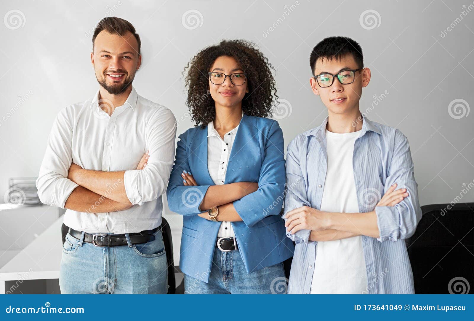 Confident International Team In Office Stock Image Image Of Coworker