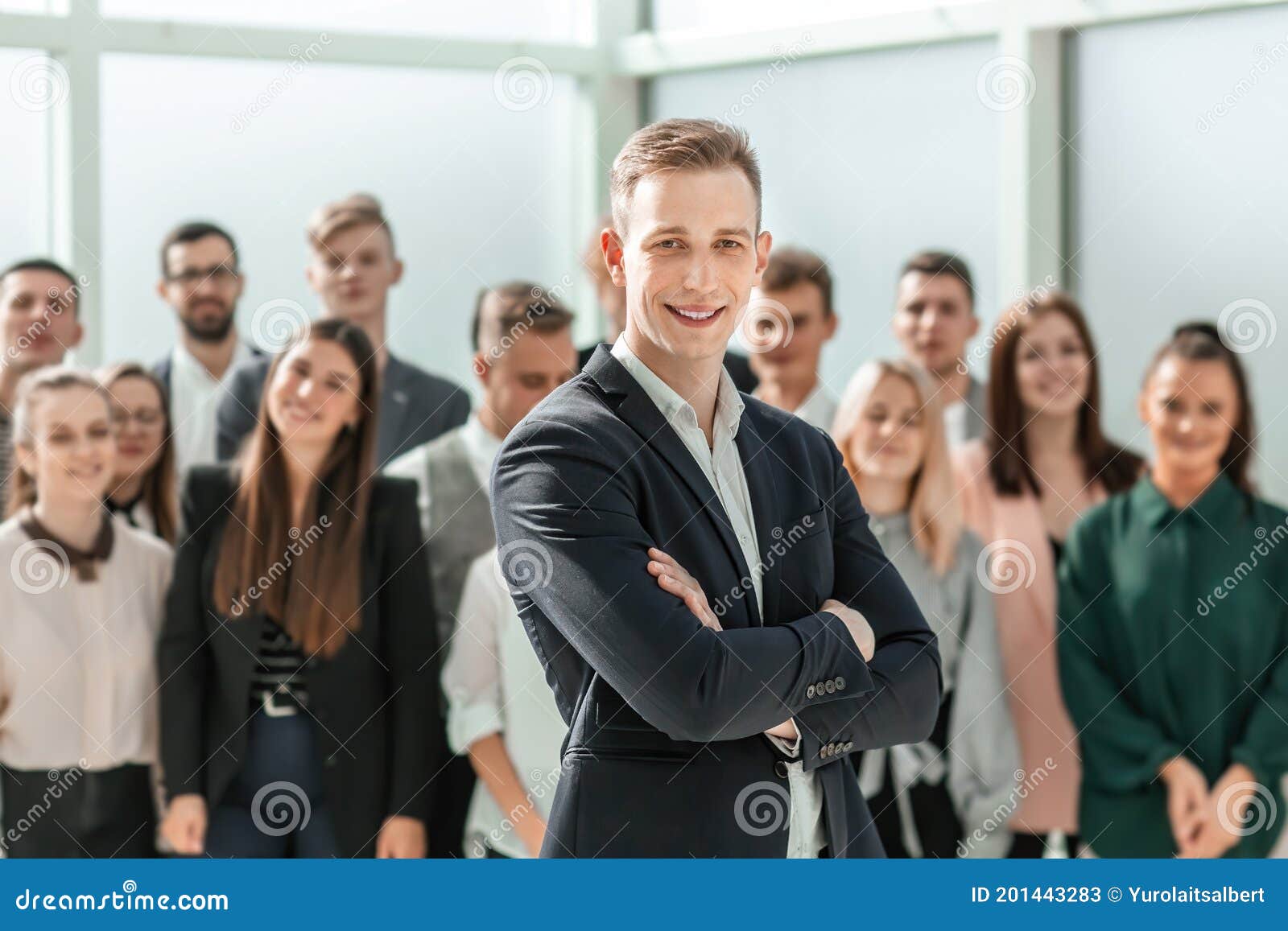 Confident Leader Standing in Front of a Group of Young People Stock ...