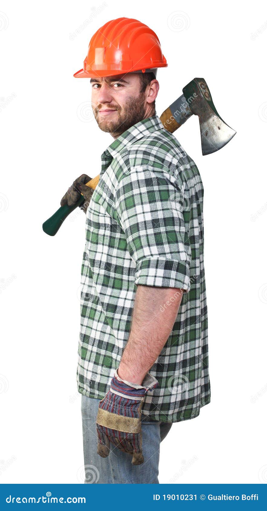 Confident lumberjack stock image. Image of white, worker - 19010231