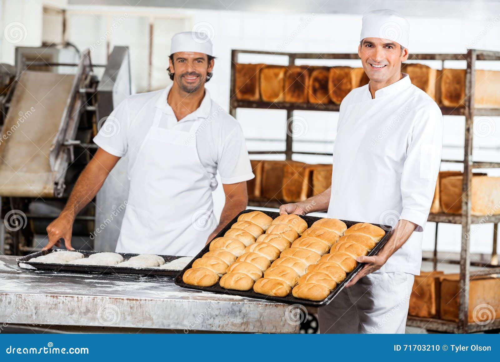 Confident Male Baker S with Baking Trays Stock Photo - Image of baked ...