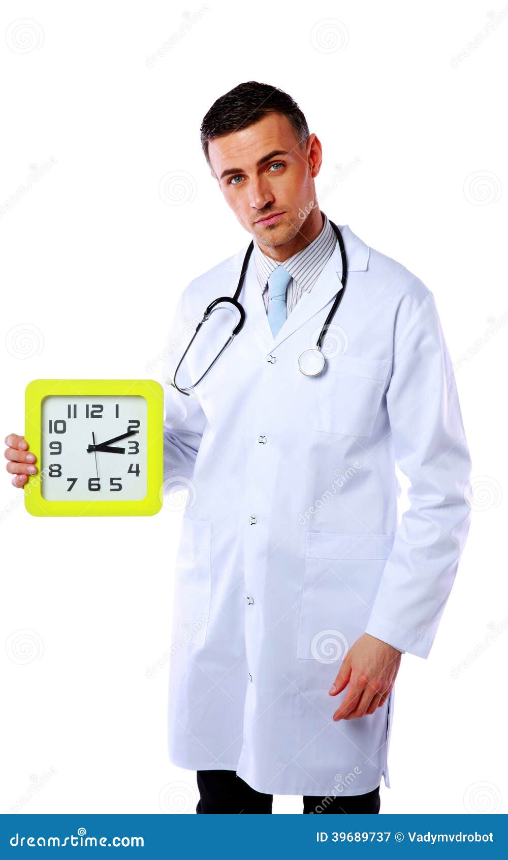 Confident Male Doctor Holding Clock Stock Image - Image of nurse, medic ...