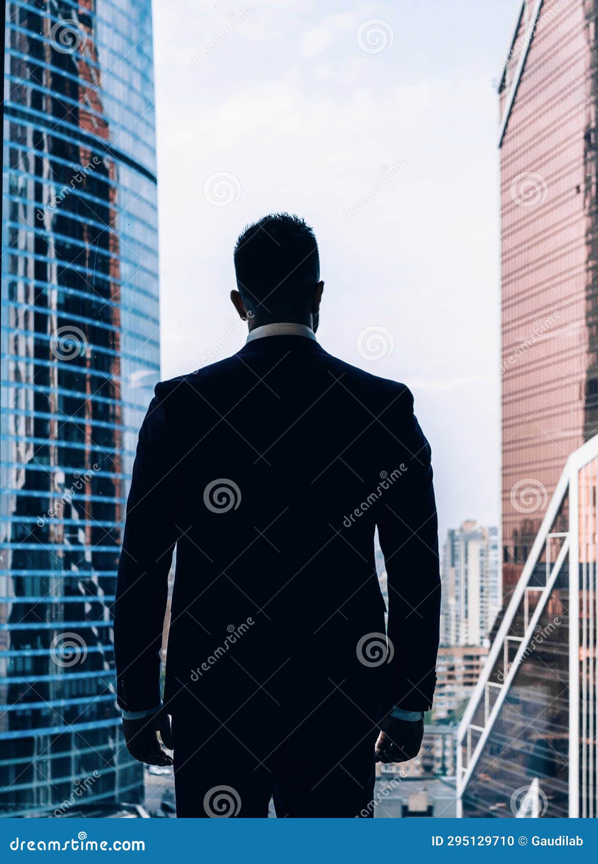 Confident Male Manager Standing at Window in Office Stock Photo - Image ...