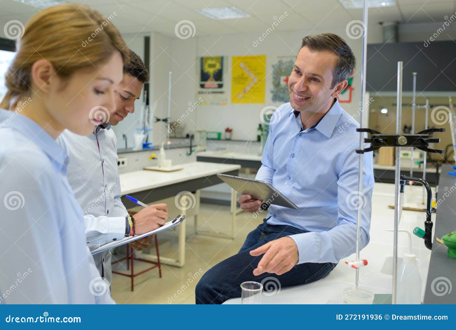 Confident Male Medical Student Talking with Teacher Stock Photo - Image ...