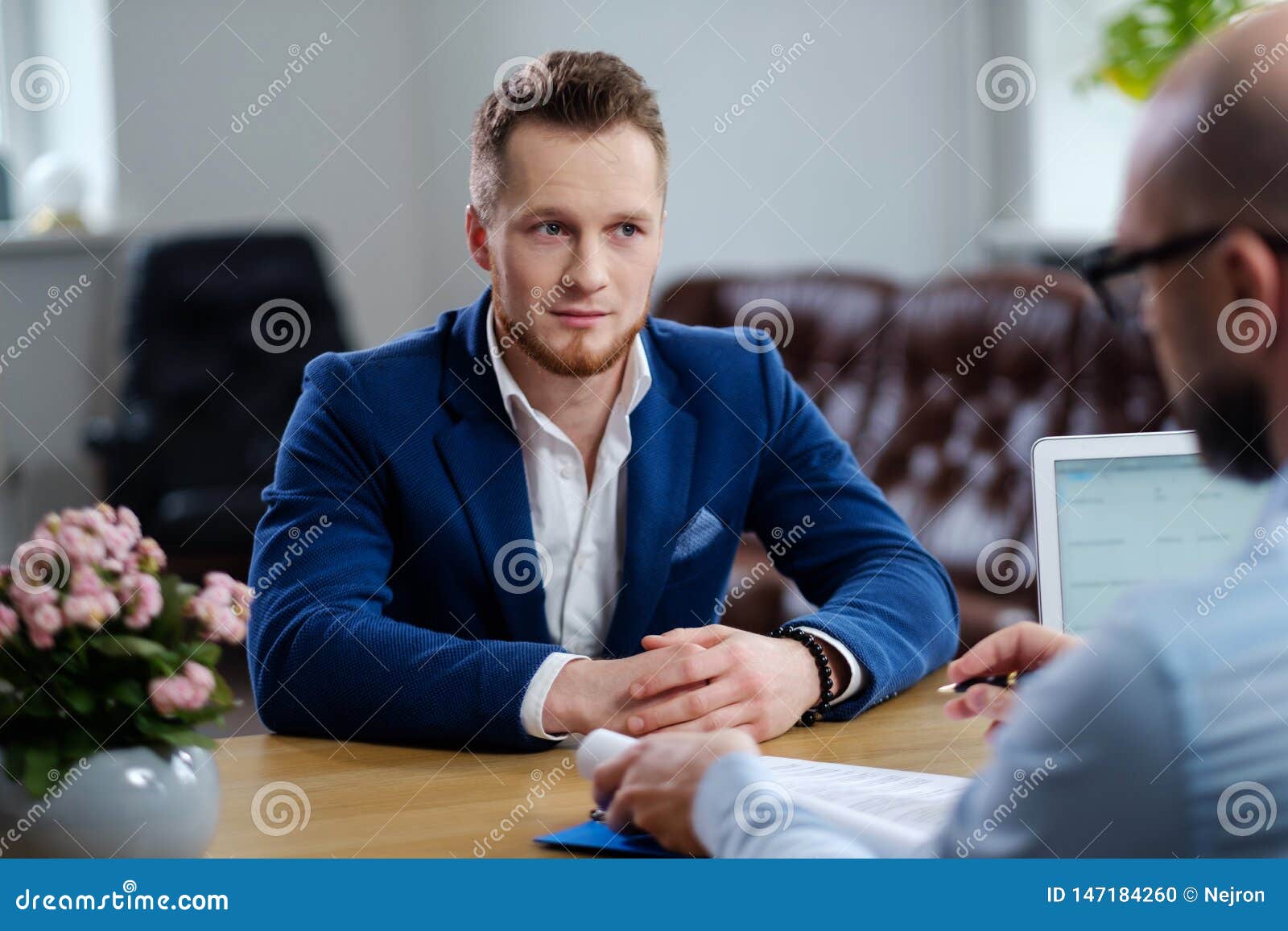 Confident Man Attending Job Interview Stock Photo - Image of office ...