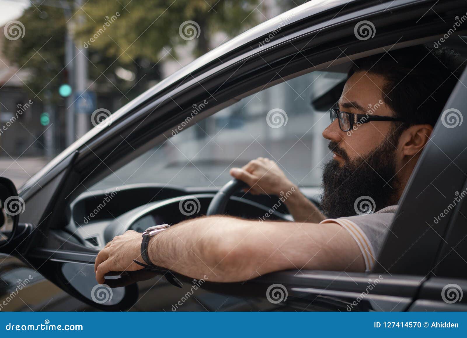 Confident Man Driving a Car Stock Photo - Image of leader, person ...