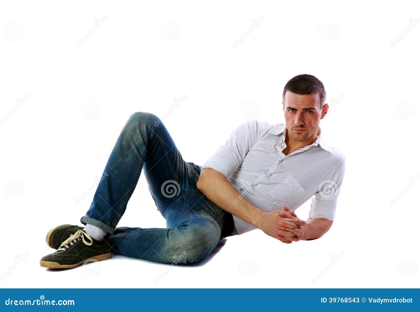 Confident Man Laying on the Floor Stock Image - Image of relaxing ...