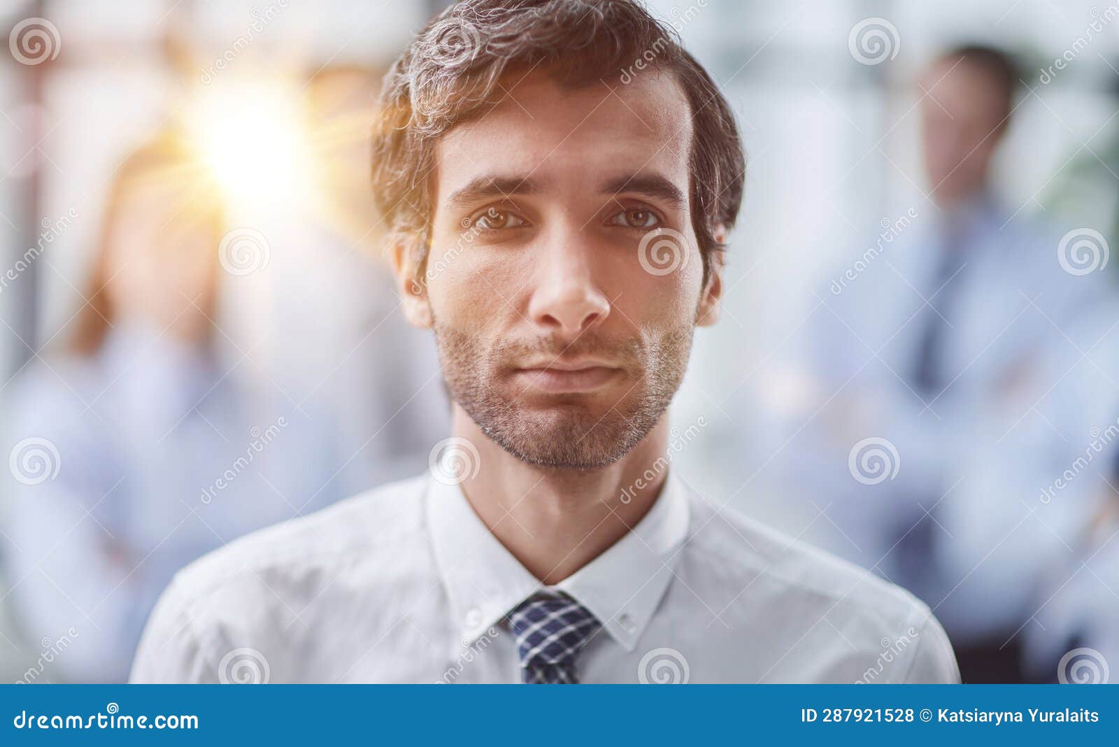 Confident Man Posing In Front Of His Colleague During A Meeting Stock