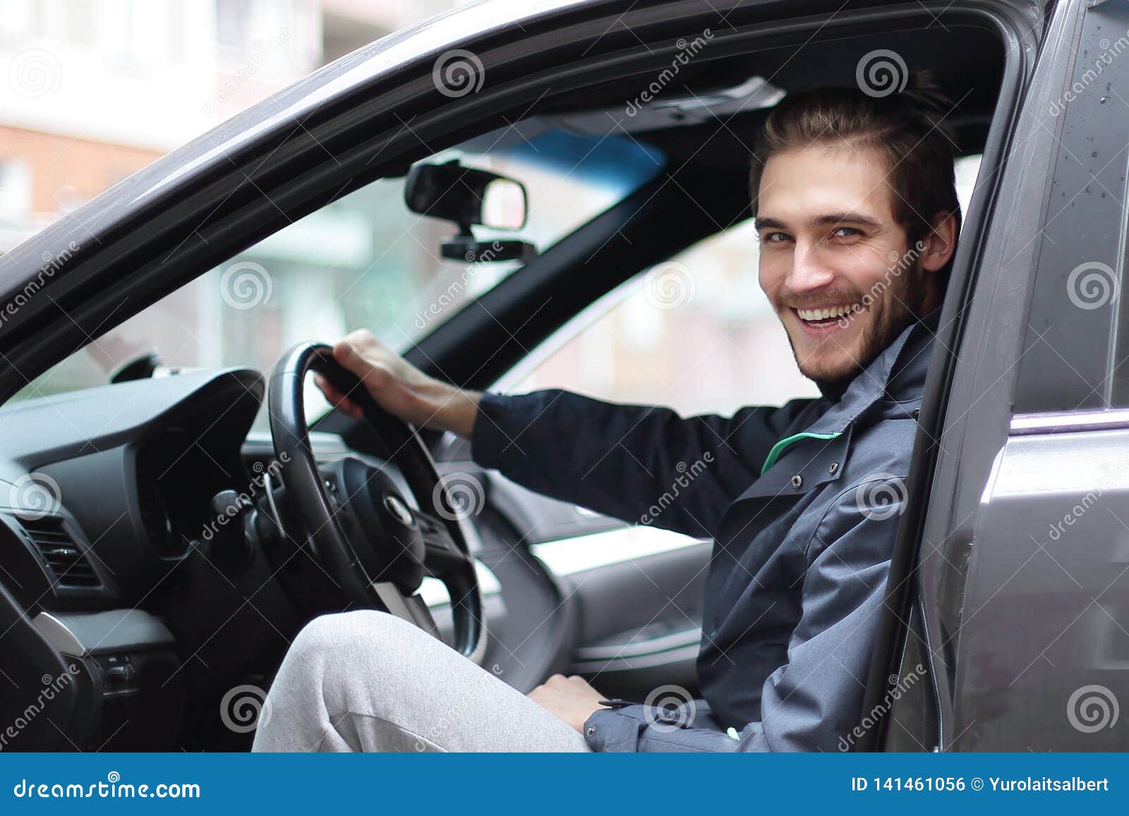 Successful Man Behind the Wheel of a Car. Stock Photo - Image of ...