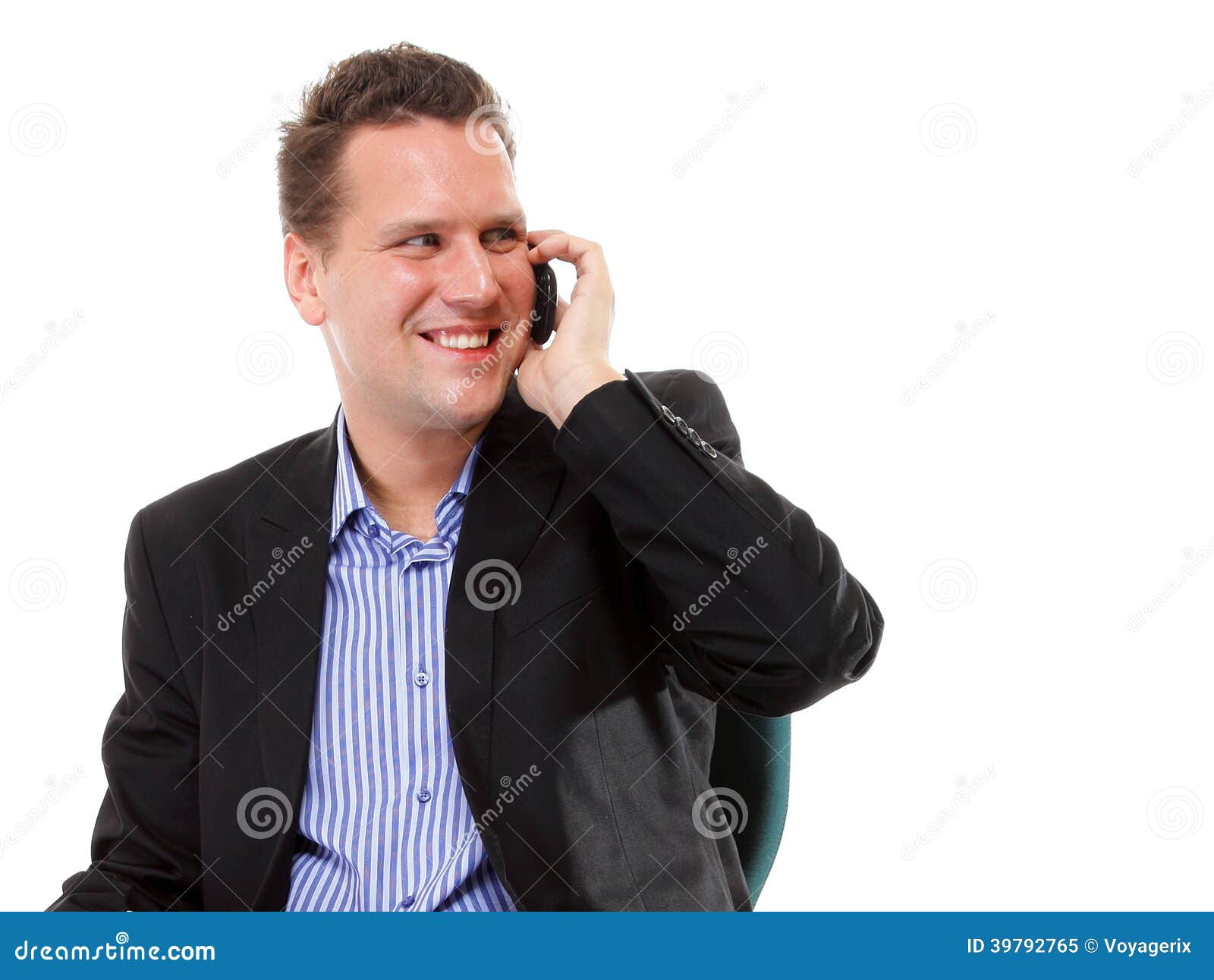 Confident Man Speaking on His Mobile and Smiling Stock Image - Image of ...