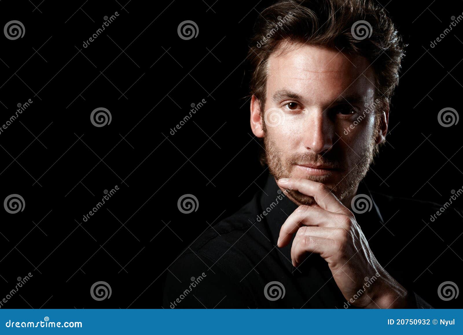 Confident man thinking stock photo. Image of goodlooking - 20750932