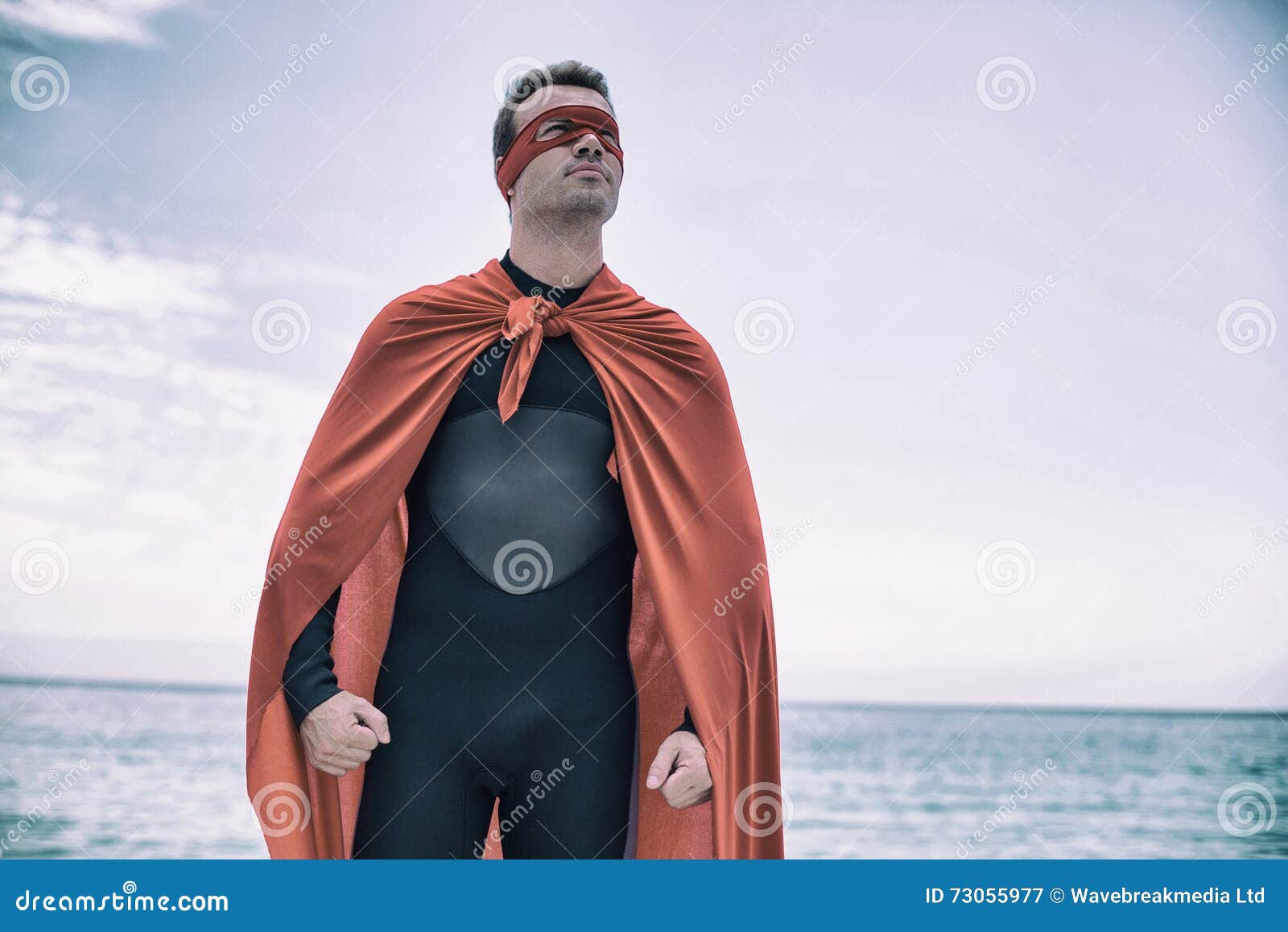 Confident Man Wearing Superhero Costume by Sea Stock Image - Image of ...