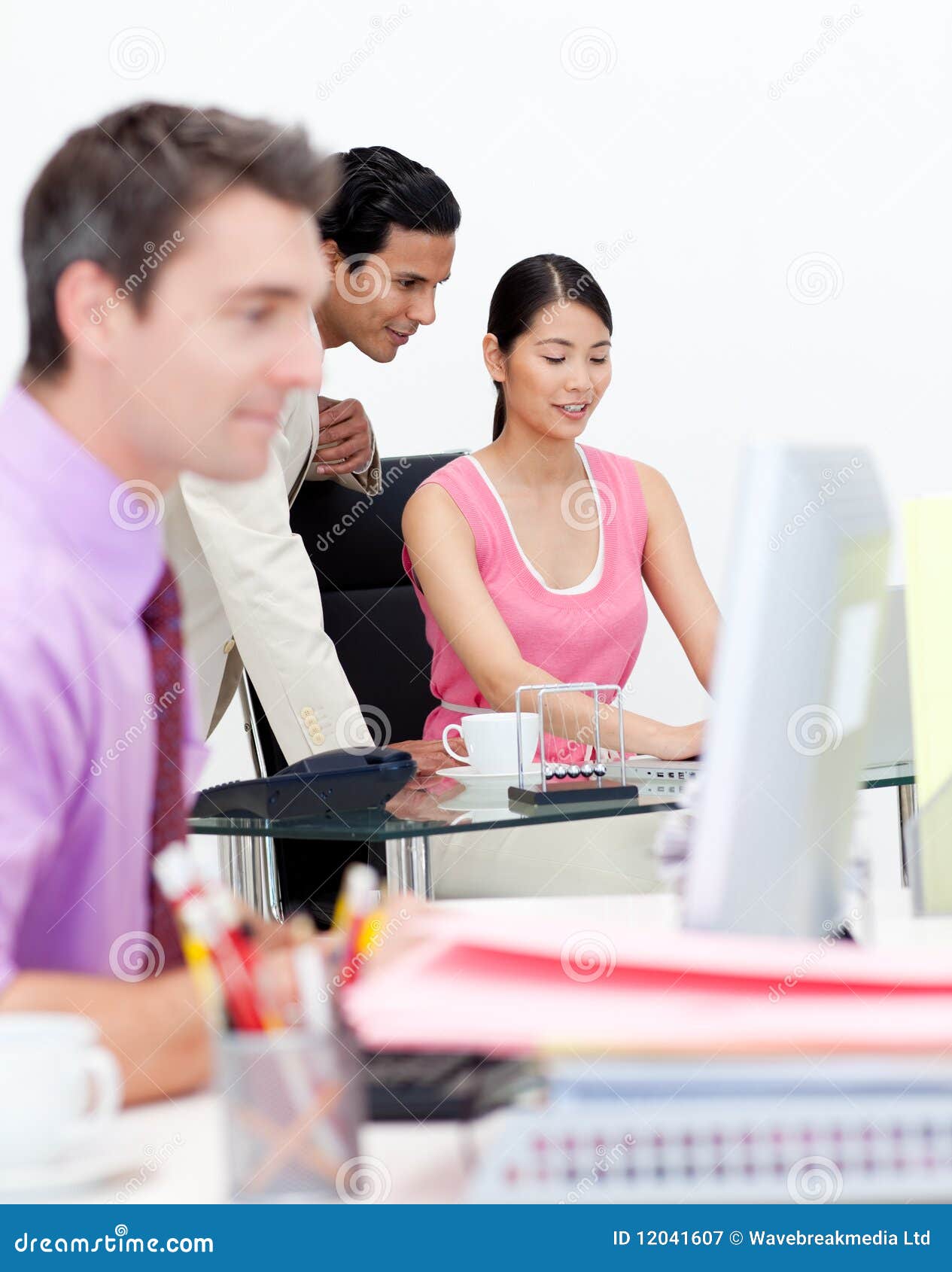 Confident Manager Checking His Employee S Work Stock Image - Image of ...