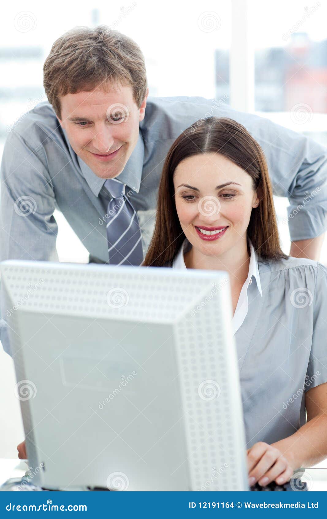 Confident Manager Checking His Employee S Work Stock Photo - Image of ...