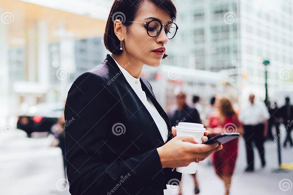 Confident Manager Using 4g Connection for Checking Email Stock Image ...