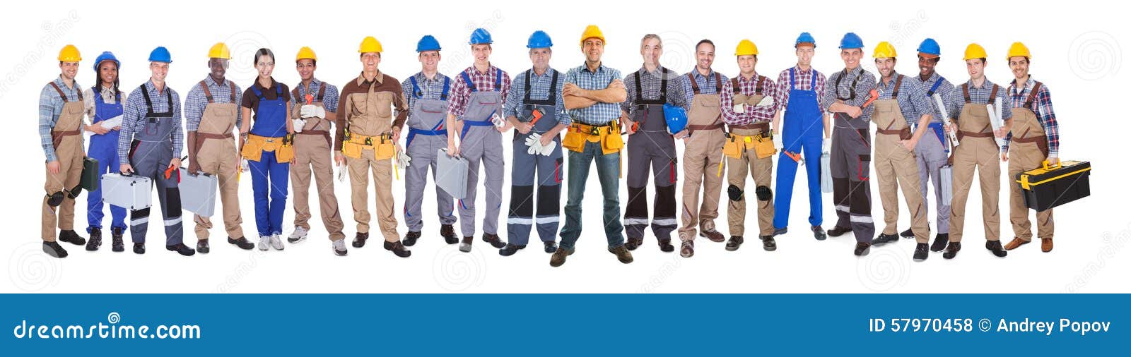 Confident Manual Workers Against White Background Stock Photo - Image ...