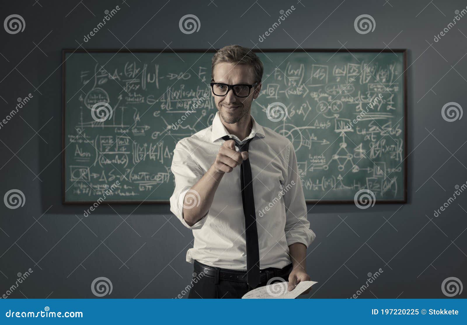 Confident Math Professor Pointing at Camera Stock Image - Image of ...