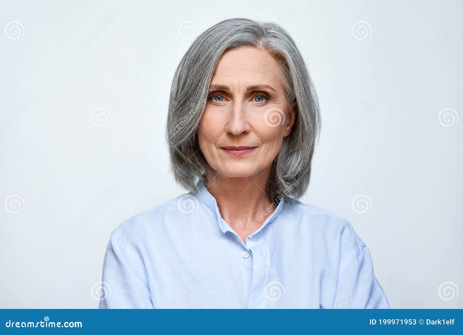 Confident Mature Business Woman Isolated On White Background Headshot