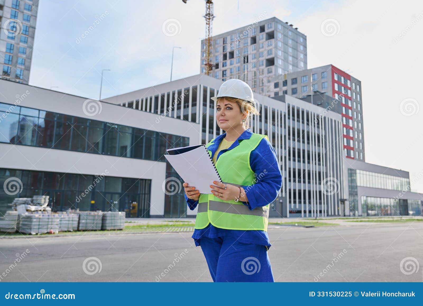 Confident Mature Female Engineer Developer Inspector at Construction ...