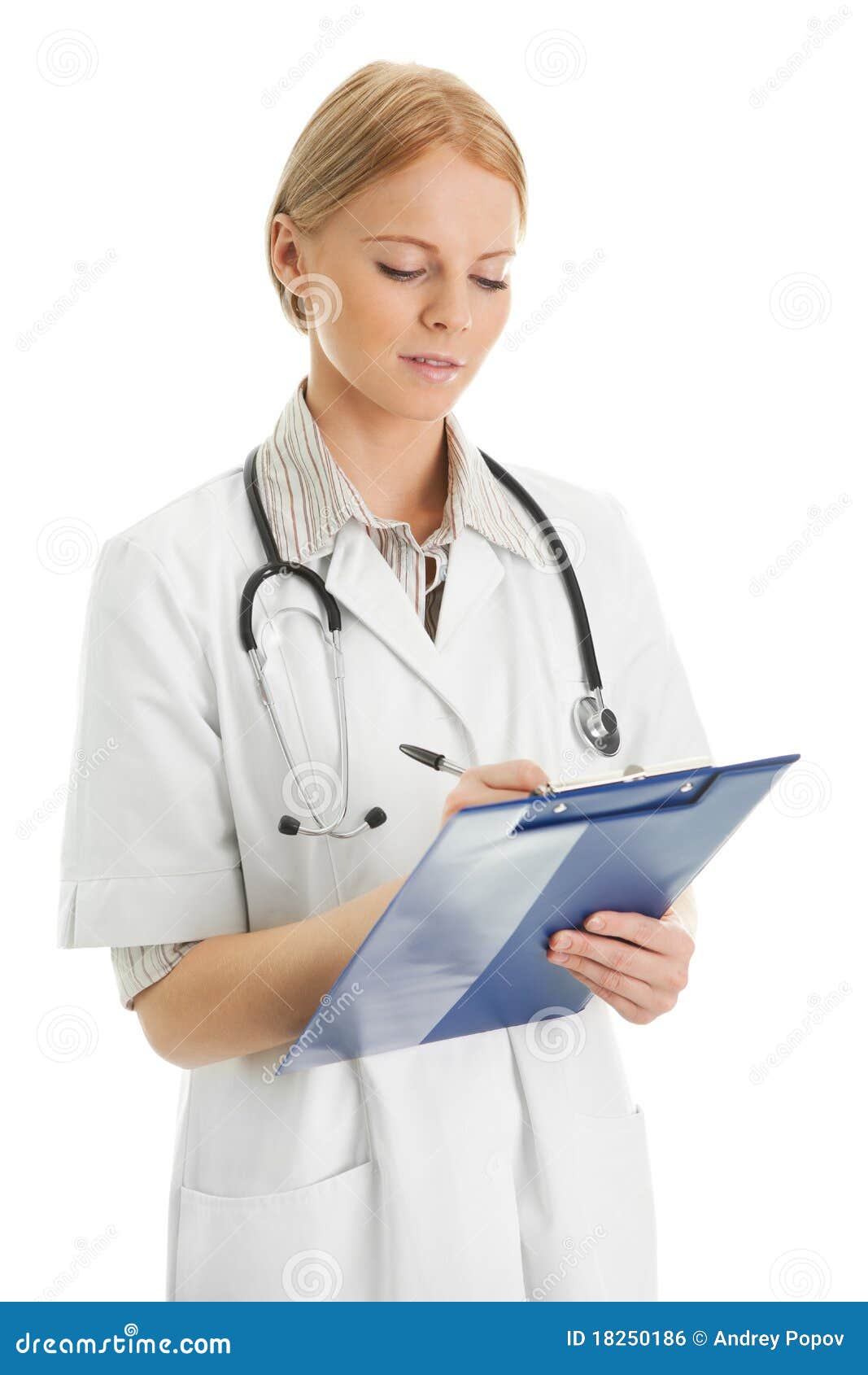 Confident Medical Doctor Woman Taking Notes Stock Photo - Image of ...