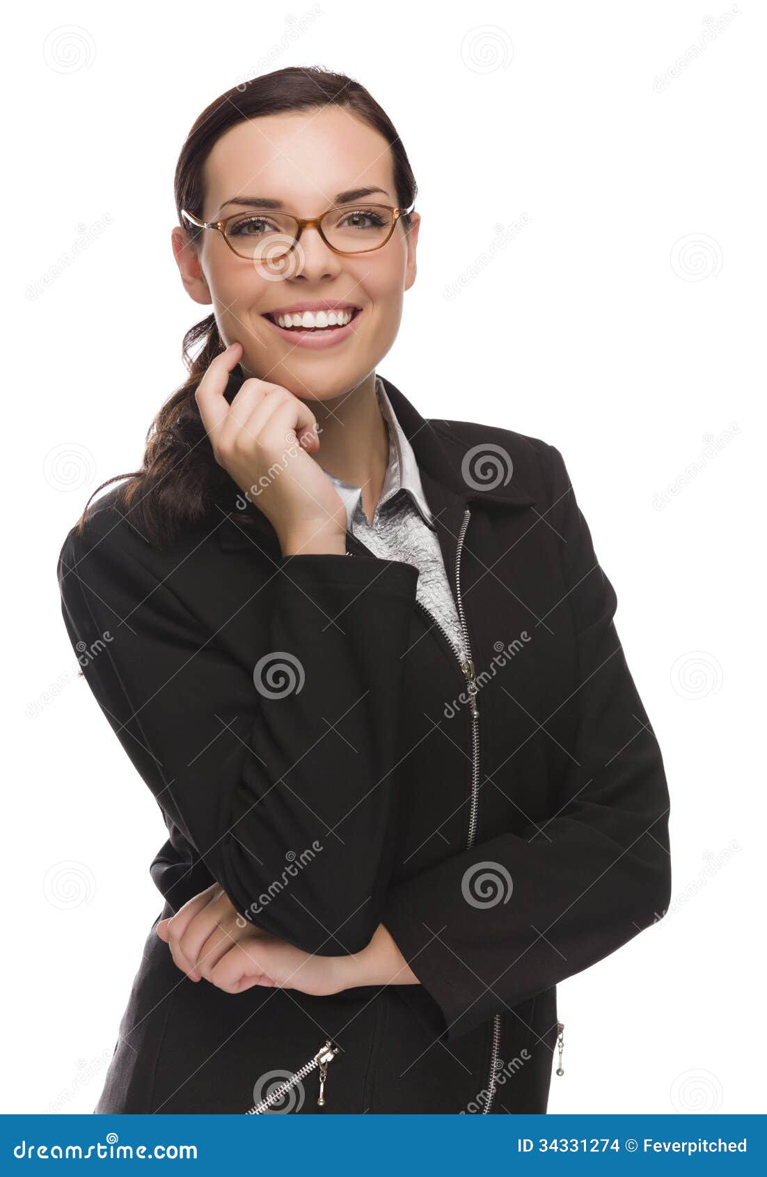 Confident Mixed Race Businesswoman Isolated on White Stock Photo ... Confident Mixed Race Businesswoman Isolated on White Stock Photo ...