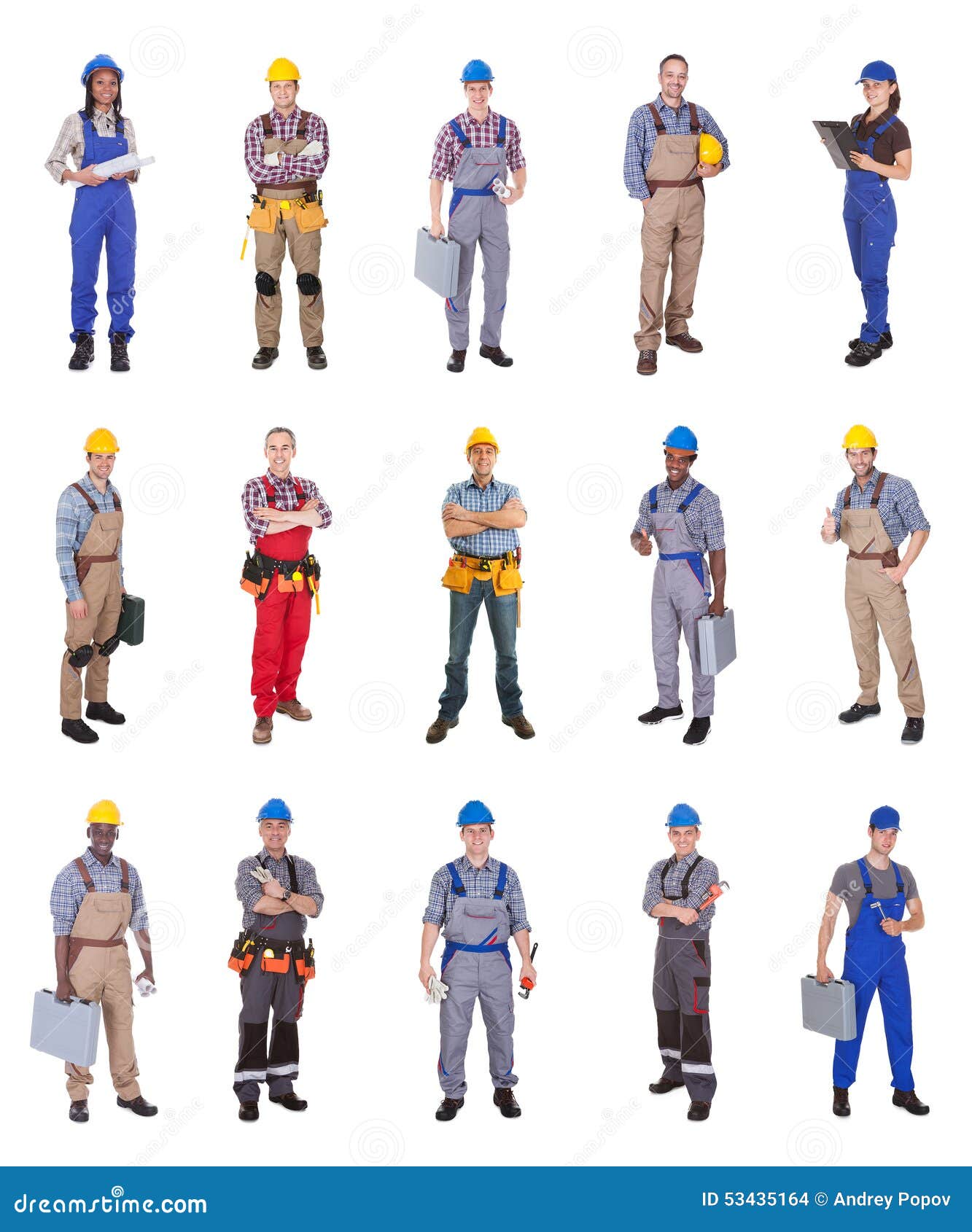 Confident Multiethnic Engineers Against White Background Stock Photo ...