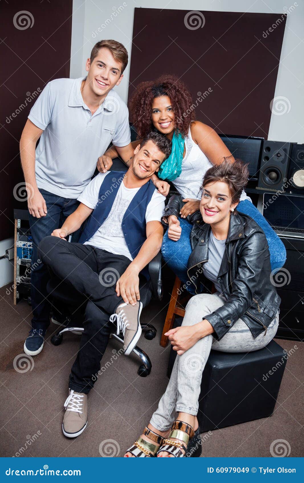 Confident Multiethnic Musicians in Recording Stock Image - Image of ...