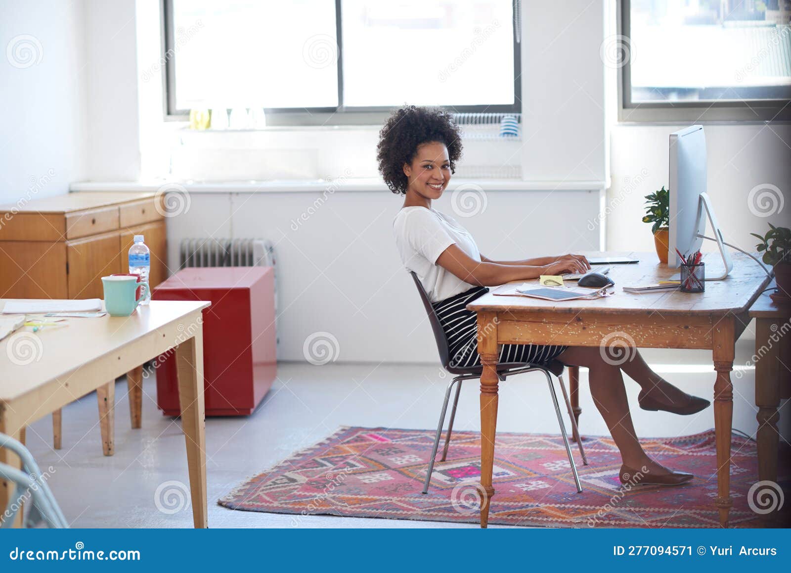 Confident in My Creative Space. Beautiful Creative Professional Sitting ...