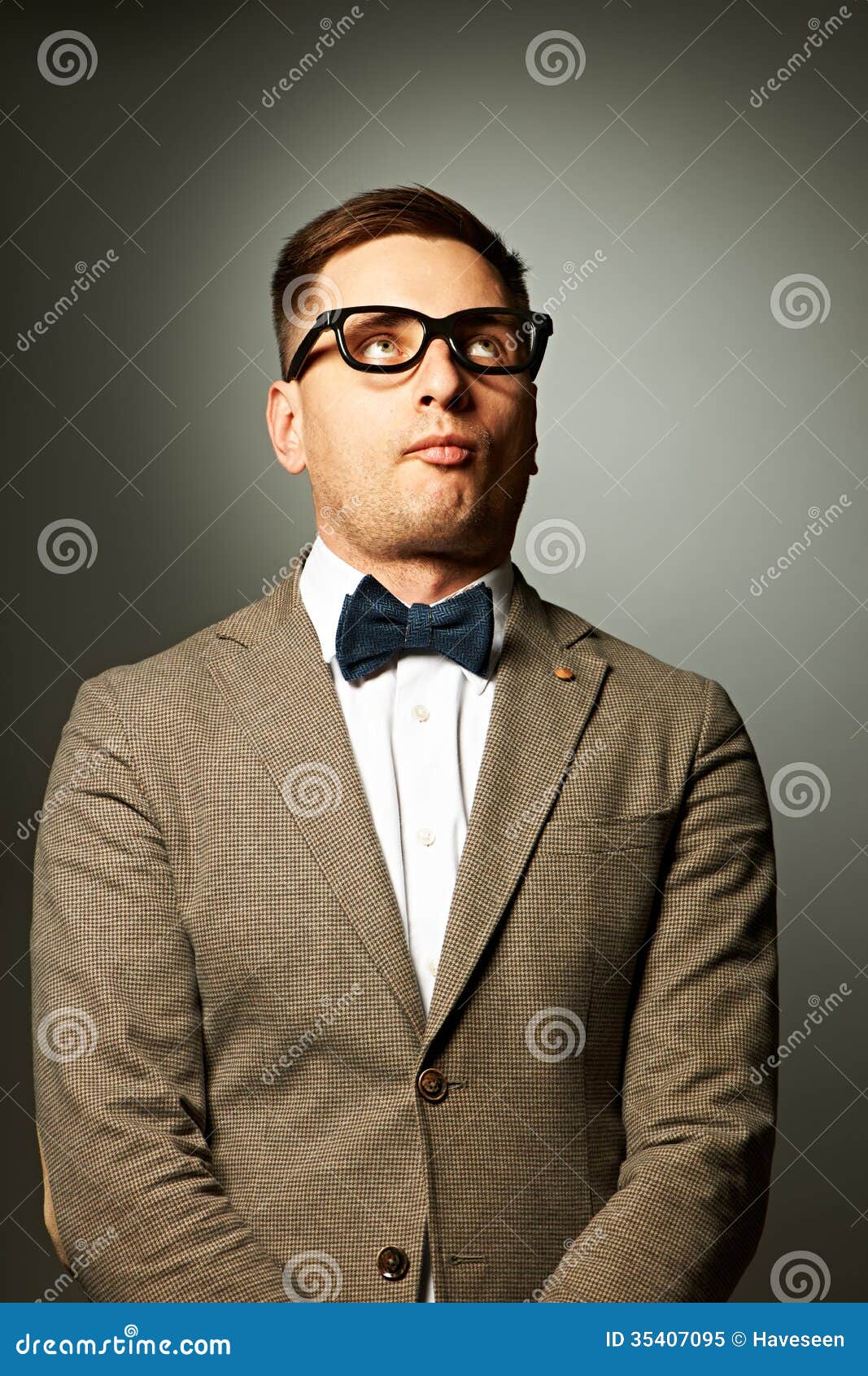 Confident Nerd In Eyeglasses And Bow Tie Stock Image - Image of adult ...