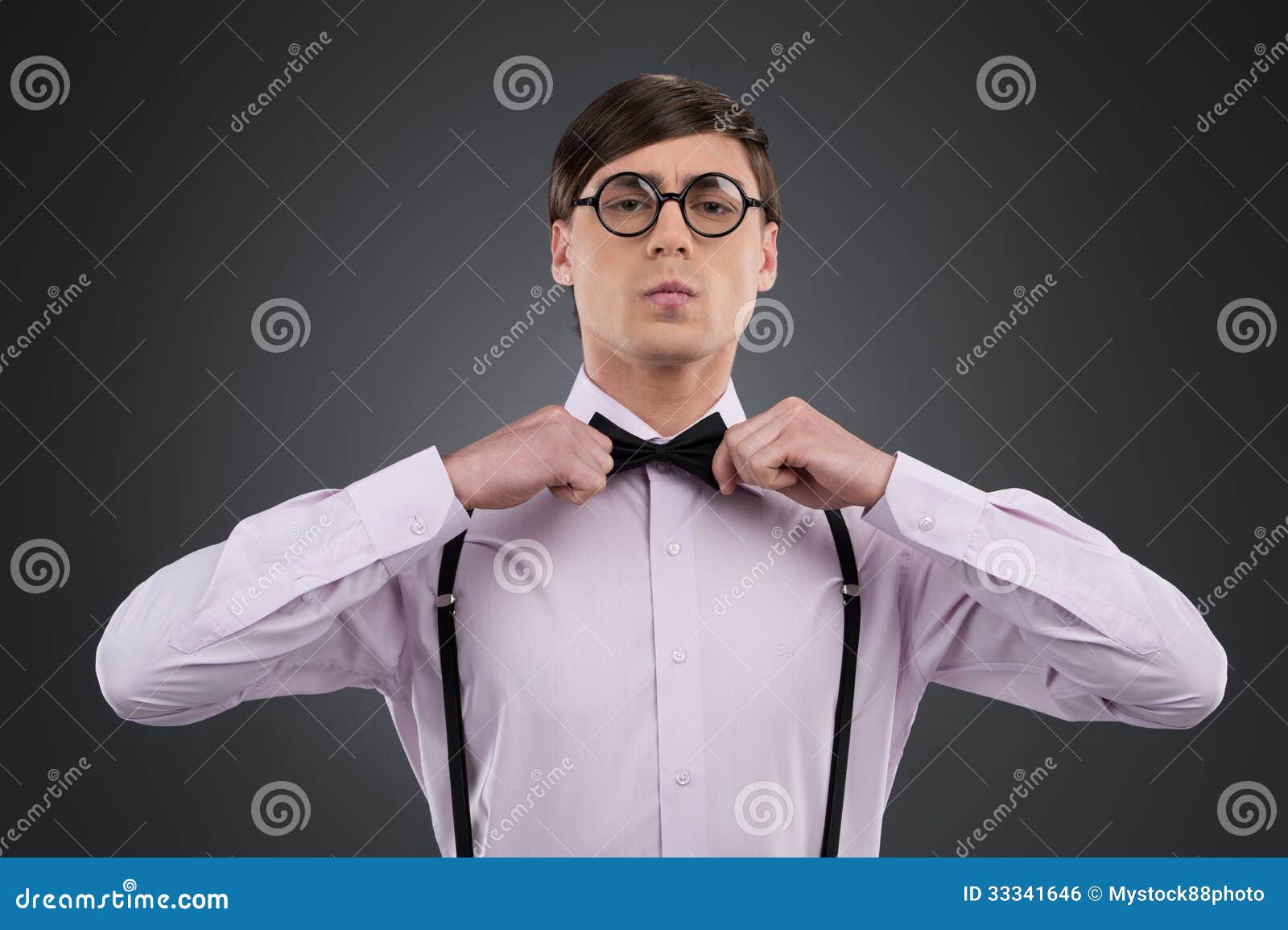 Confident nerd. stock photo. Image of glasses, suspenders - 33341646
