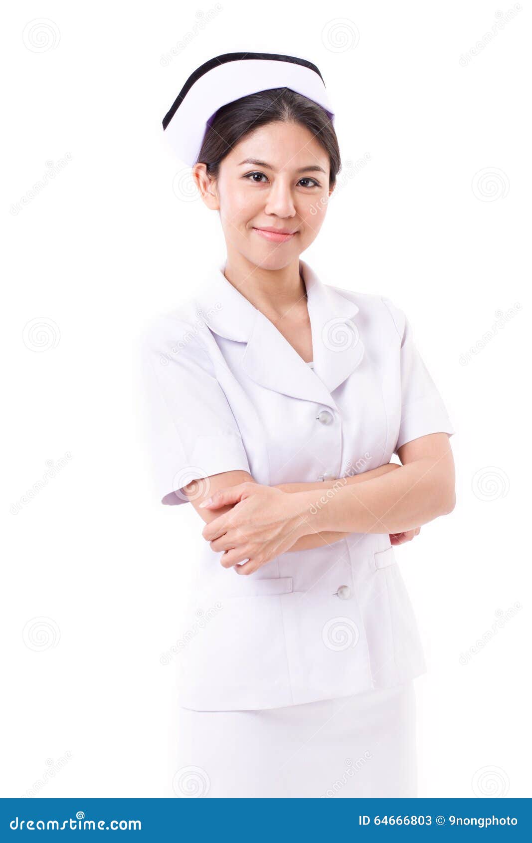 Confident Nurse Crossing Her Arms Stock Image - Image of lady, asian ...