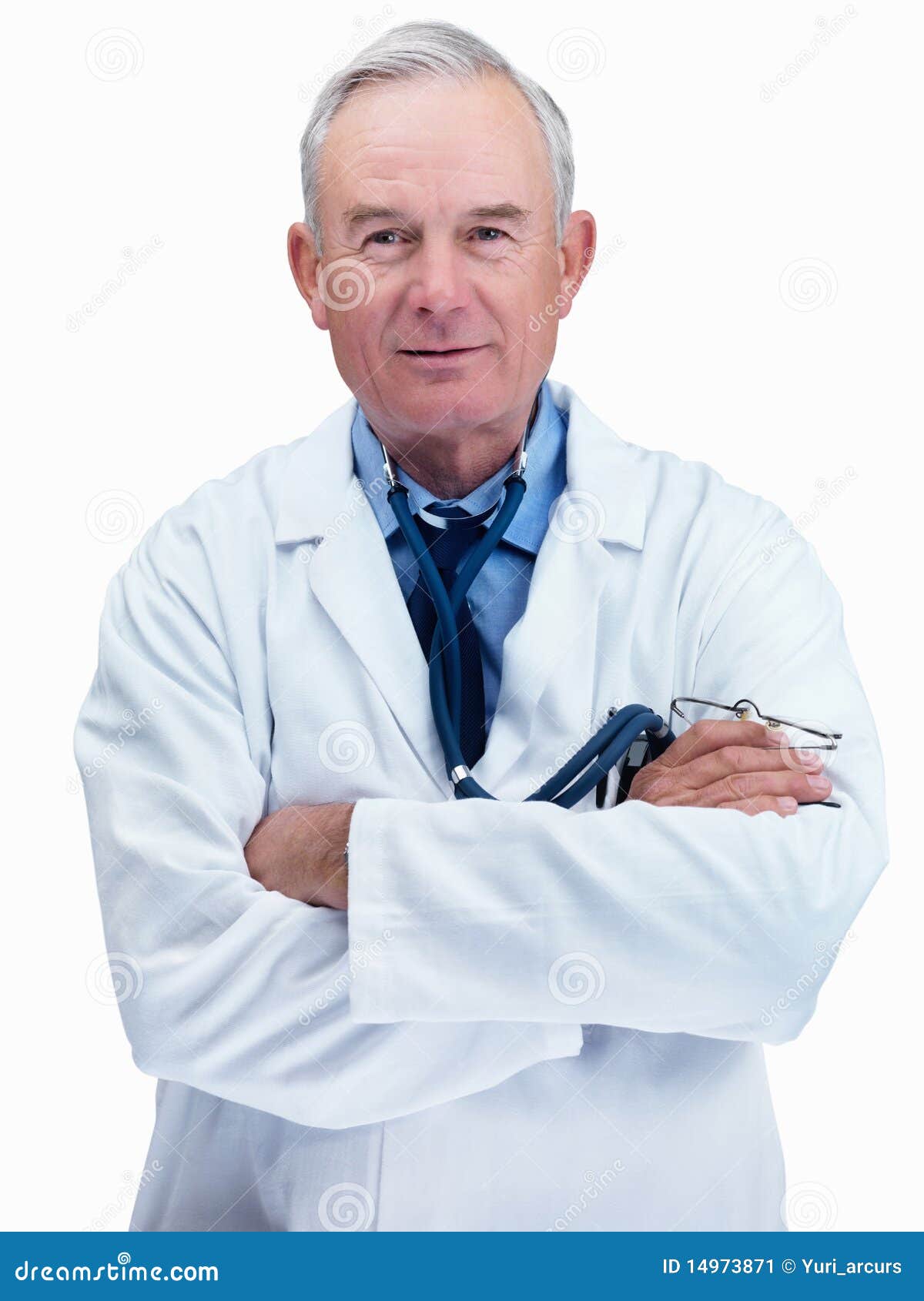 Confident Old Doctor Smiling Isolated on White Stock Image - Image of ...