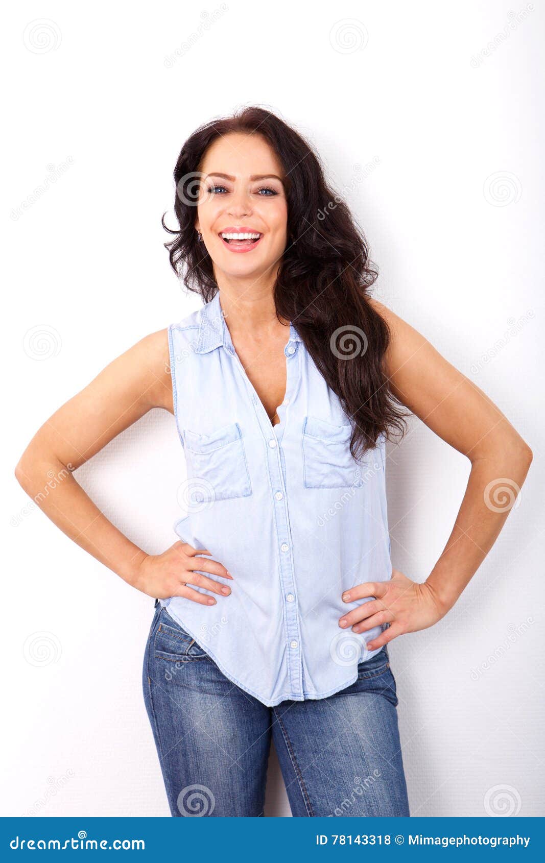 Confident Older Woman Smiling with Hands on Hips Stock Photo - Image of ...