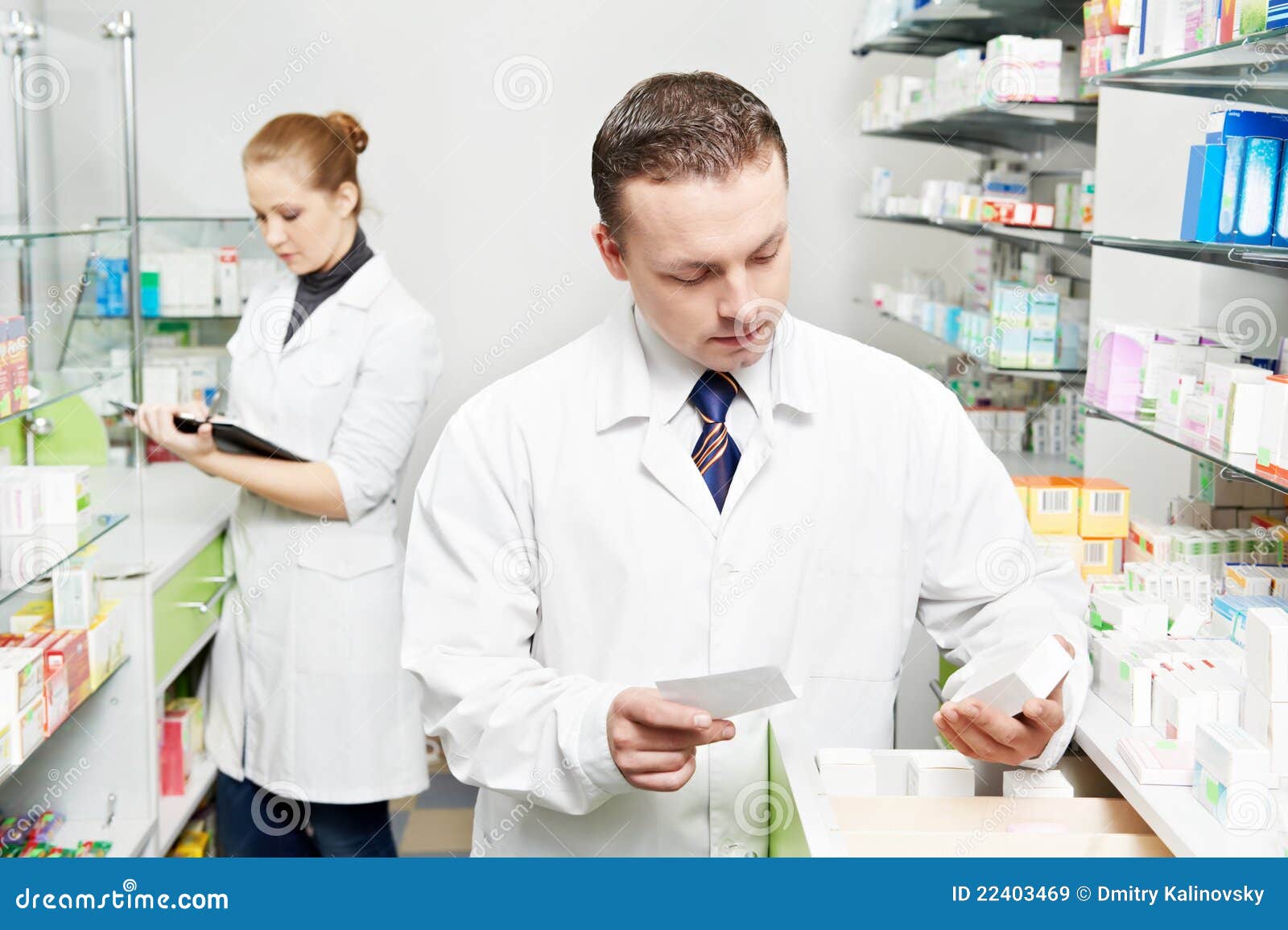 Confident Pharmacy Chemist Man in Drugstore Stock Image - Image of ...