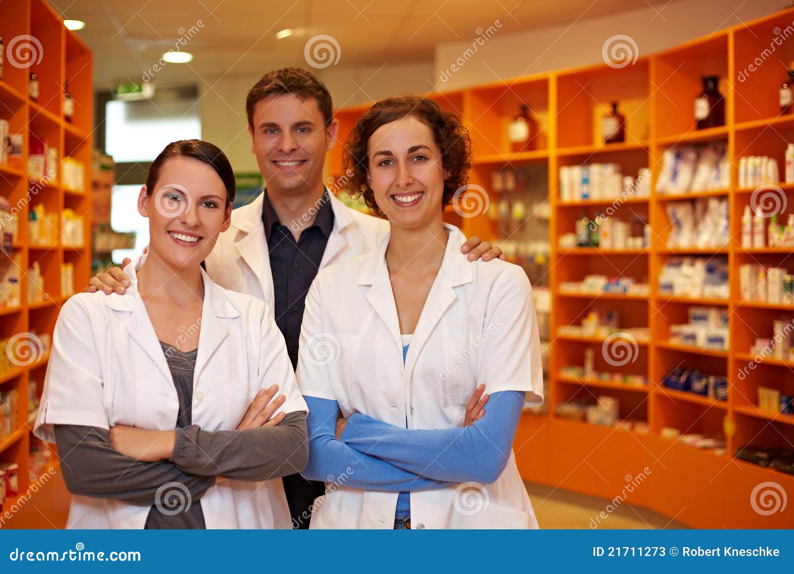 Confident pharmacy team stock image. Image of doctor - 21711273
