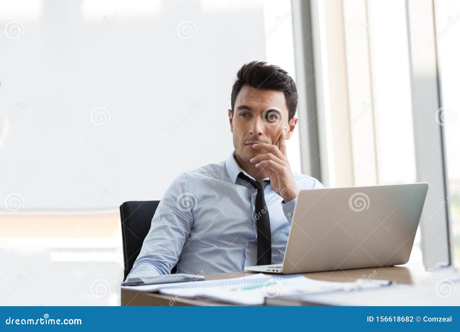 Confident Professional Businessman Executive Thinks Developing a New ...