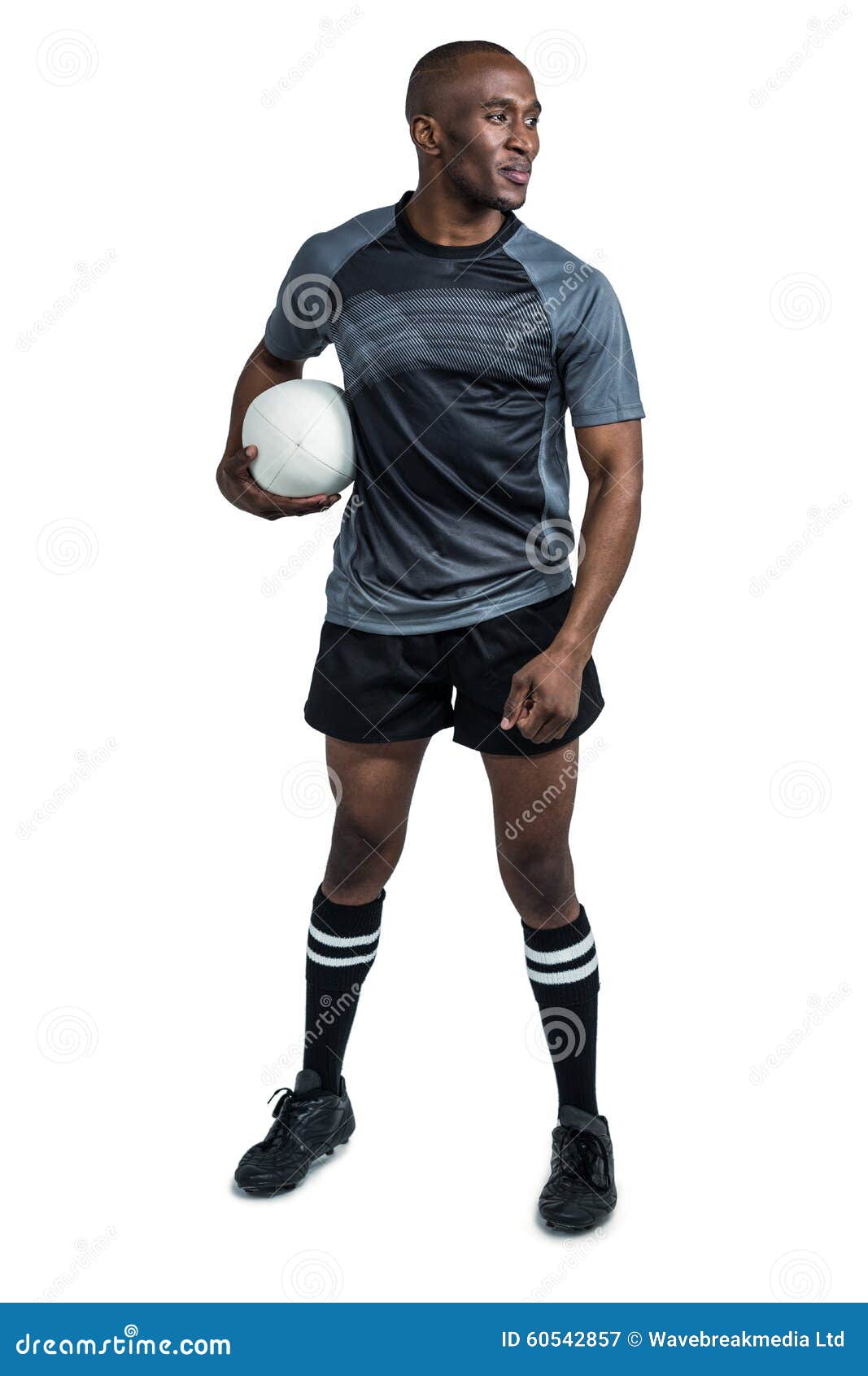 Confident Rugby Player with Ball Smiling Stock Image - Image of ...