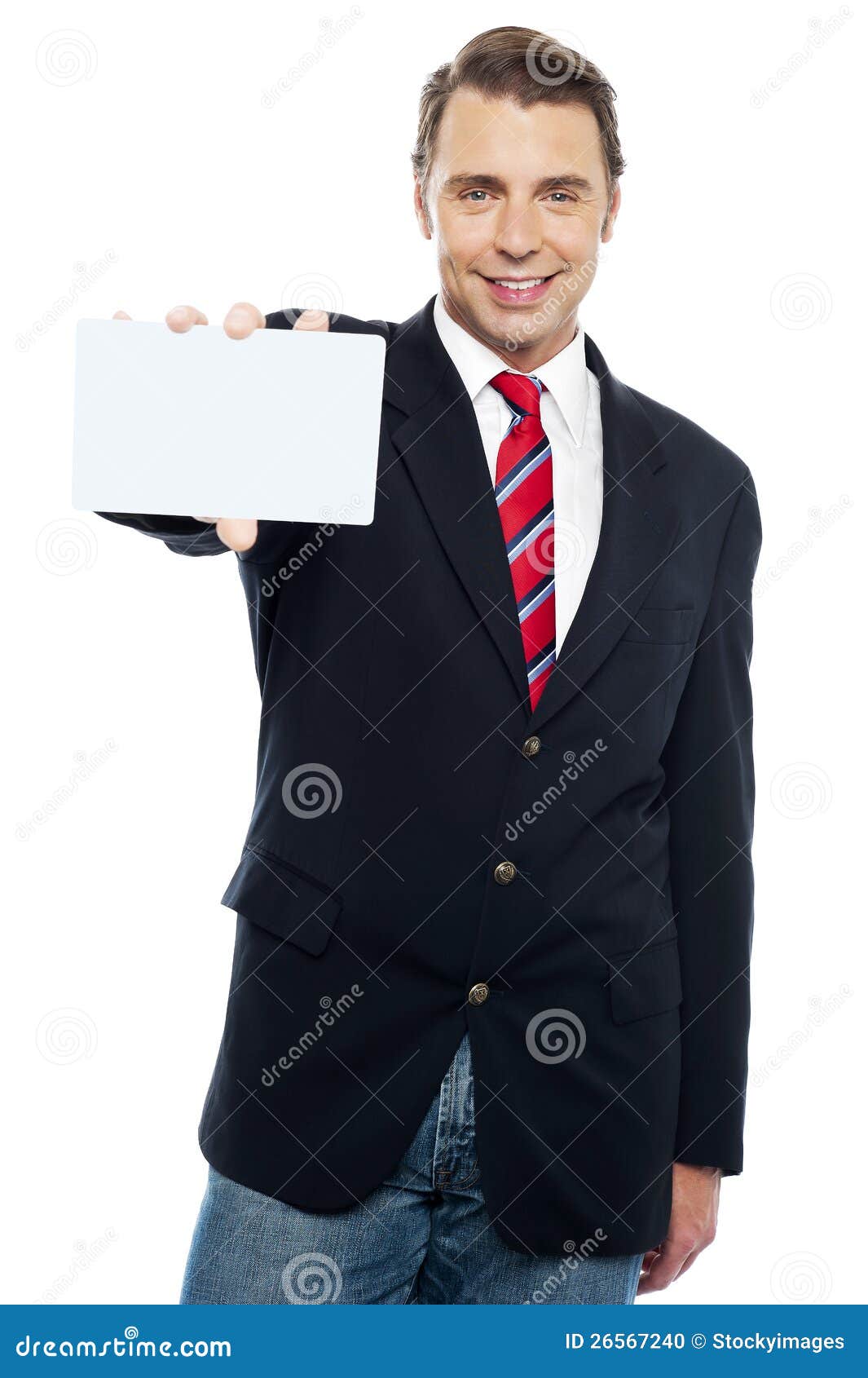 Confident Sales Representative Presenting Placard Stock Photo - Image ...