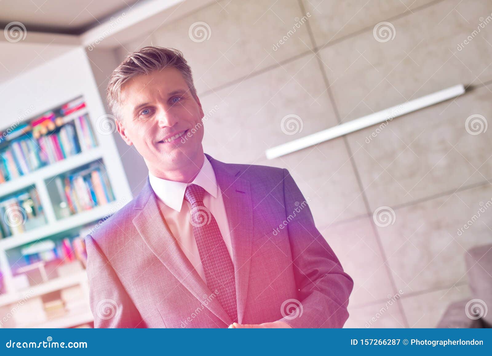 Portrait of Confident Salesman Standing in Apartment Stock Image ...