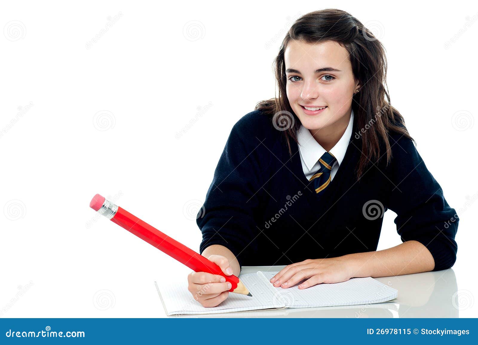 Confident School Girl is Ready To Take Up the Test Stock Image - Image ...