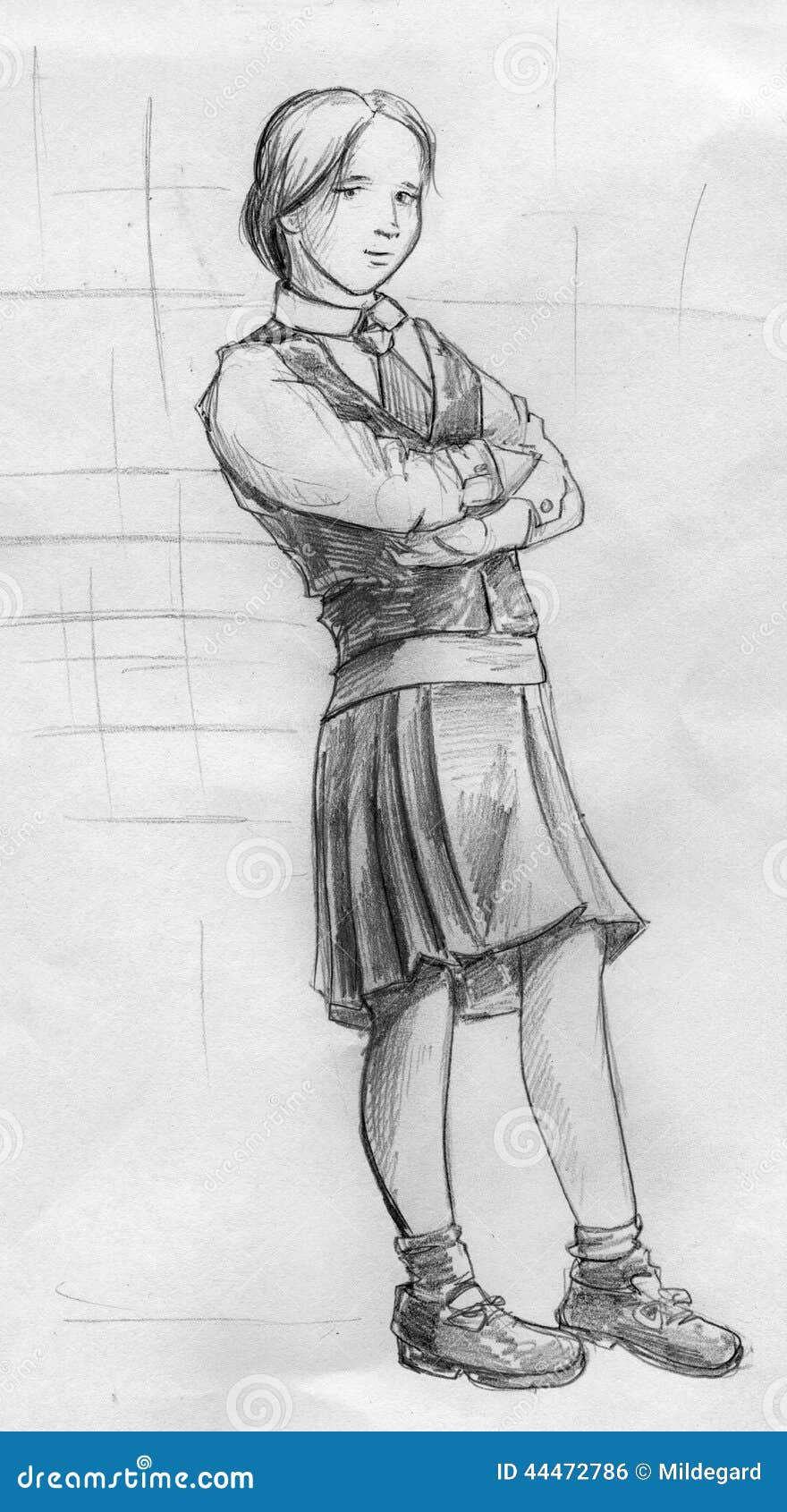Confident School Girl Sketch Stock Illustration - Image: 44472786 Confident School Girl Sketch Stock Illustration - Image: 44472786