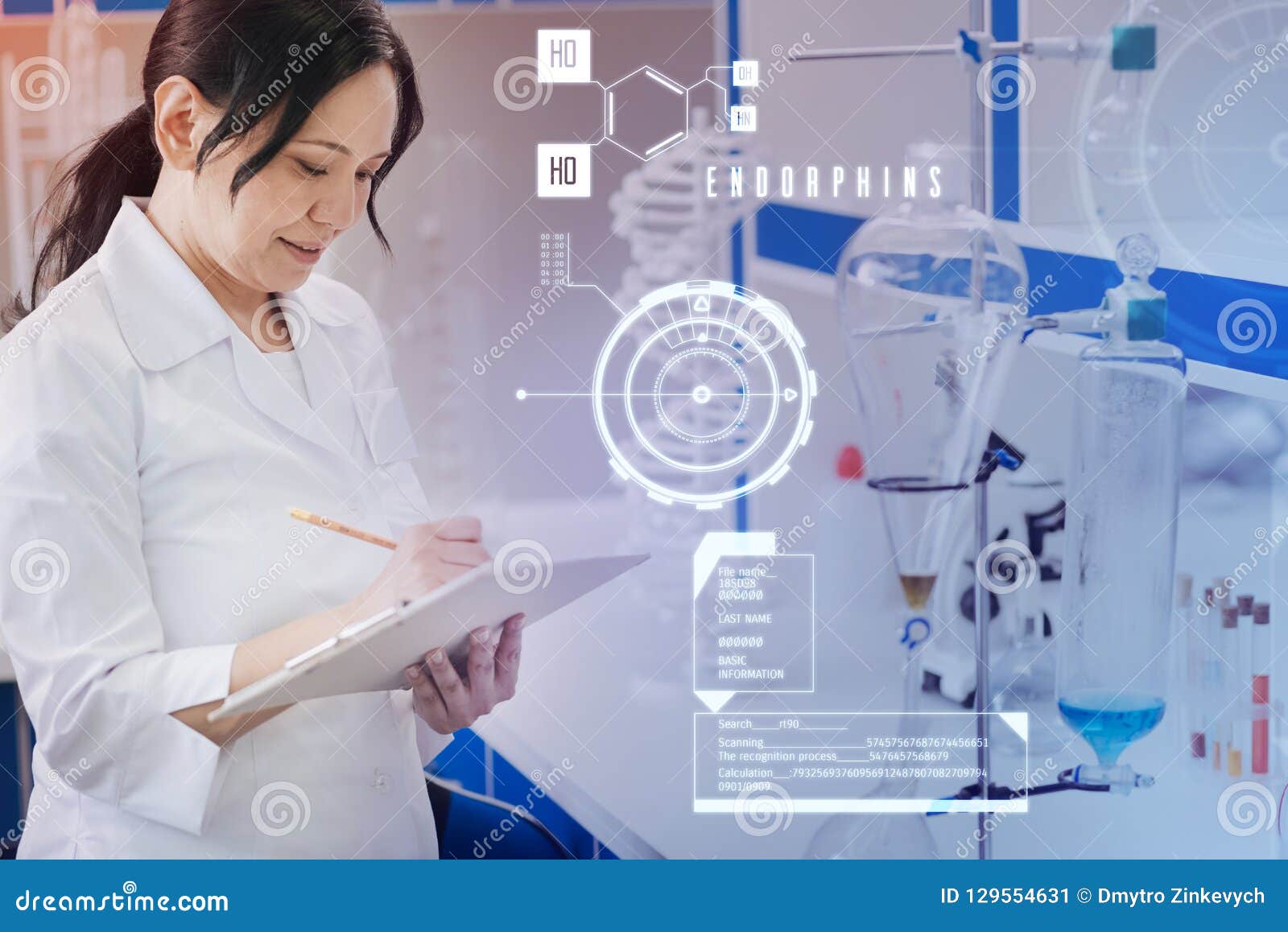 Confident Scientist Making Notes while Finishing Her Experiment Stock ...