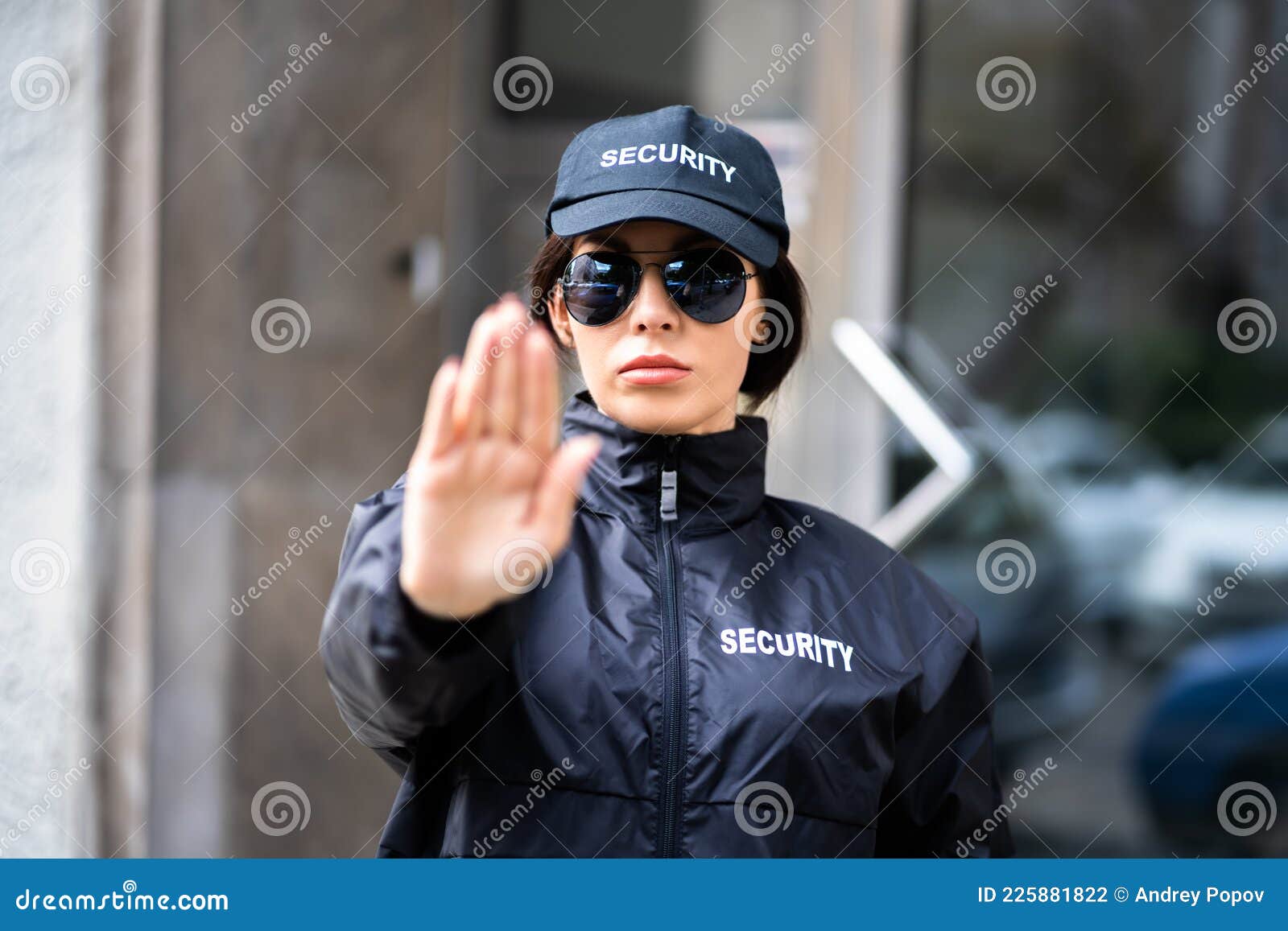 Security Guard Making Stop Gesture Outside Building Stock Photo - Image ...